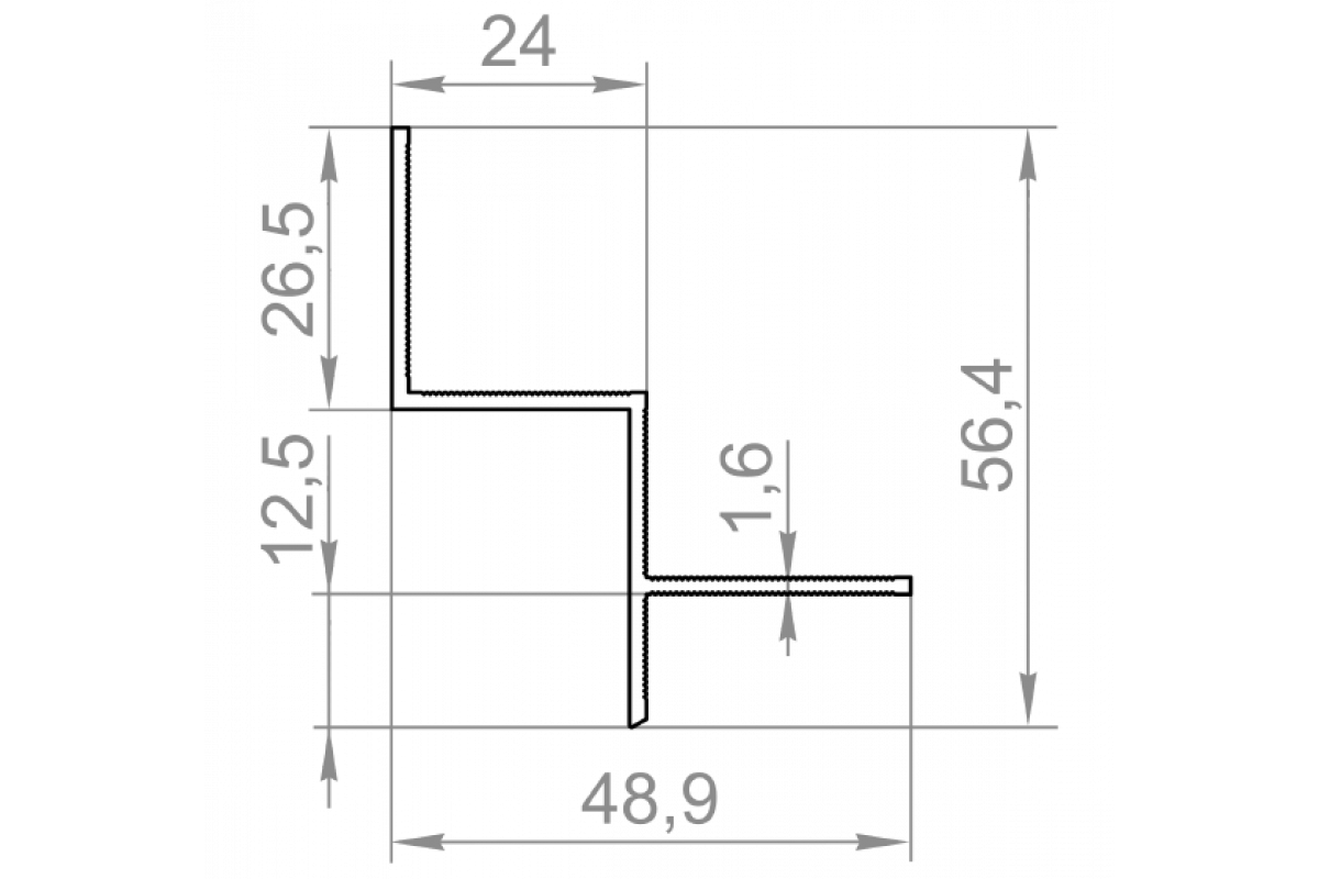 Shadow seam profile 20 mm without coating buy in Ukraine, order ...