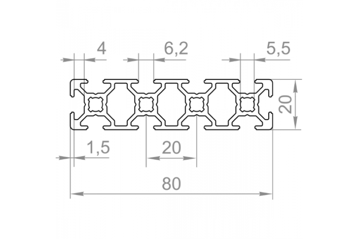 Aluminum machine profile 80x20 without coating buy in Ukraine, order ...