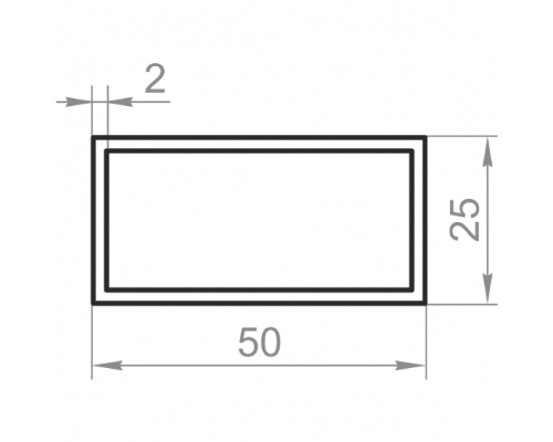 Aluminum rectangular pipe 50x25x2 without coating buy in Ukraine, order ...
